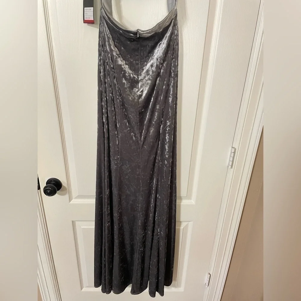 La Femme | Dresses | La Femme Silver Openback Long Mock Twopiece Velvet ...